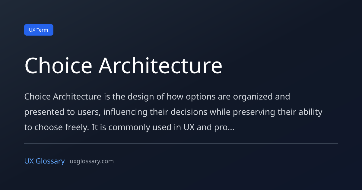Choice Architecture - Definition, Meaning & Examples | UX Glossary