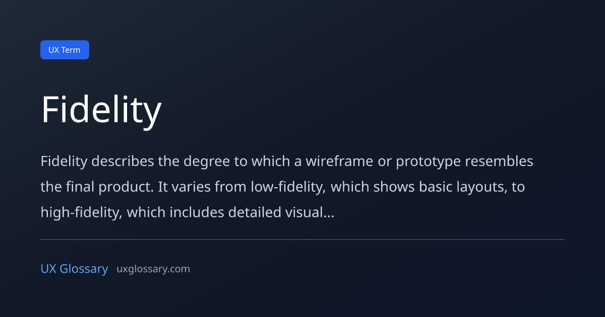 Fidelity - Definition, Meaning & Examples | UX Glossary