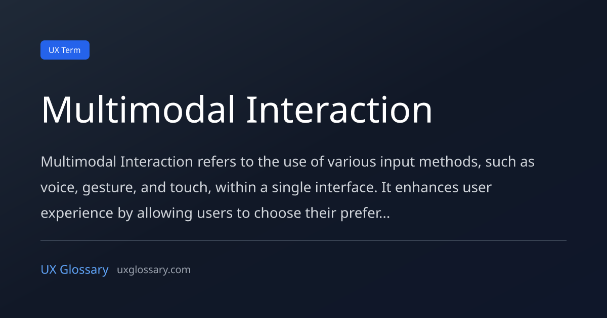 Multimodal Interaction - Definition, Meaning & Examples | UX Glossary