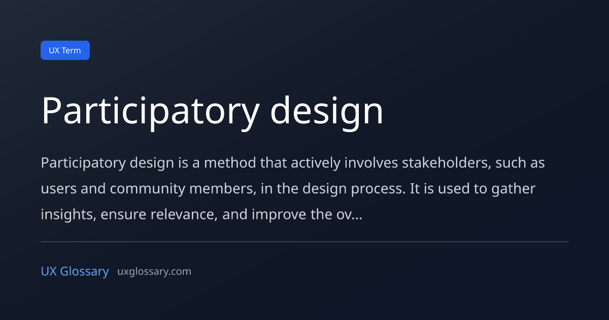 Participatory design - Definition, Meaning & Examples | UX Glossary