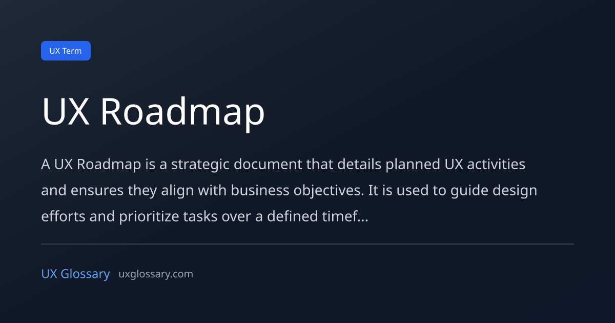 UX Roadmap - Definition, Meaning & Examples | UX Glossary